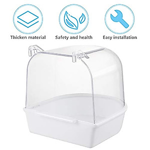 POPETPOP Bird Bath Hanging Parrot Bath Covered - Birdcage Outside Bathing Tub for Small Brids Budgerigar Canary Parrots - Bird Cage Accessories (Random Color)