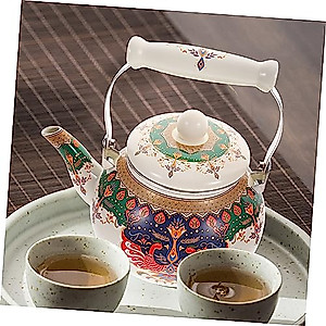 DECHOUS Enamel Kettle Porcelain Kettle Turkish Kettle Whistling Tea Pot Stainless Steel Water Jug Vintage Teapot Camping Kettle Retro Enamel Teakettle Stove Top Teakettle Pocking Teakettle