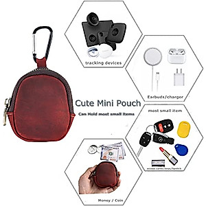 Tomcrazy Mini Backpack Bag Genuine Leather Carrying Pouch Small Purse for AirPods Pro Case, Galaxy Buds, Sony LinkBuds S WF-L900 WF-1000XM4, Keys, Coins,Access Card, Airtag (Wine red)