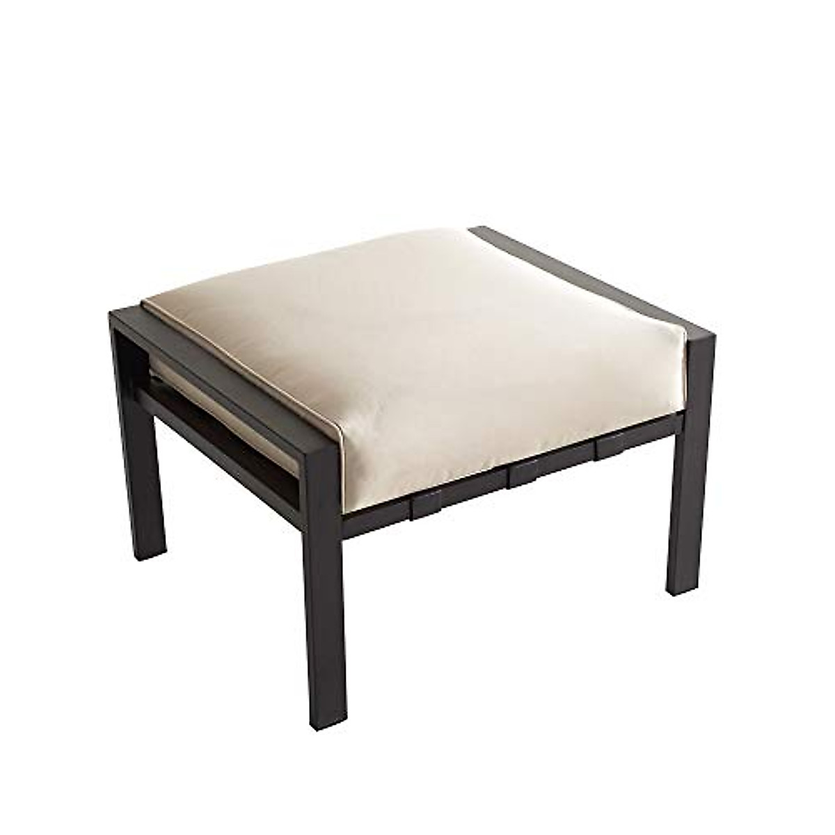 LOKATSE HOME Outdoor Ottoman Patio Footstool Small Seat Furniture with Soft Thick Cushion for Garden Yard Deck Poolside, Beige