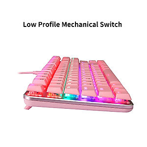 Z-66 Mechanical Gaming Keyboard, Blue Switch Audible, LED Backlit, Low Profile Keycaps, Type-C USB Wire Detachable, Compact 87Keys, for Windows Desktop Laptop Gamer and Office