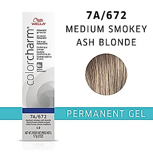 WELLA colorcharm Permanent Gel Haircolor, With Long Lasting Gelfus Technology, For Gray Coverage, 7A Medium Smokey Ash Blonde, 2 oz