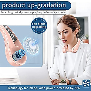 ASNUG Portable Neck Fan, Neck Fans for Women, 4000 mAh Rechargeable Personal Fan,360° Hands Free Bladeless Fan, 3 Speeds Adjustable, Faster Cooling, Super Quiet, Suitable for Home, Office, Travel