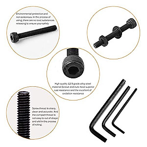 VIGRUE 1080Pcs M4 M3 M2 Socket Head Cap Screws Bolts Nuts Washers Assortment Kit with Allen Wrenches, Small Metric Screws Set Assortment, Black Screws Class 12.9 Alloy Steel