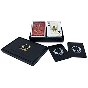 DA VINCI Persiano, Italian 100% Plastic Playing Cards, 2-Deck Set Poker Size Jumbo Index, with Hard Shell Case and 2 Cut Cards