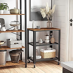 VASAGLE Standing Baker's Racks, 30.6" H, Rustic Brown & Console Table, Sofa Table, Metal Frame, Easy Assembly, for Entryway, Living Room, Rustic Brown ULNT80X
