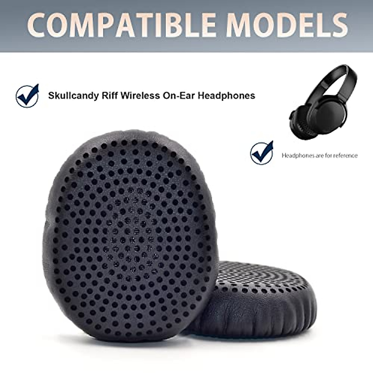 Riff Replacements Earpads Protein Leather Memory Foam Repair Parts Compatible with Skullcandy Riff On-Ear Headphones (Black)