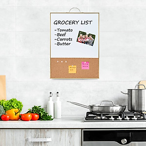 TSJ OFFICE Small Combination Board - 16" X 12" Portable Aluminum Gold Framed Magnetic Dry Erase Board for Wall, Small Bulletin Cork Board with Holder for Office, Home and School