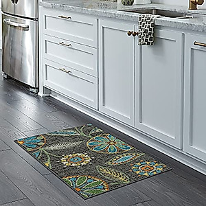 Maples Rugs Reggie Floral Kitchen Rugs Non Skid Accent Area Carpet [Made in USA], Multi, 2'6 x 3'10