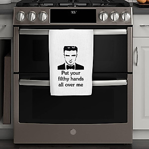 WCGXKO Put Your Filthy Hands All Over Me Justin Inspired Decorative Flour Sack Dish Towel (Filthy Hands)
