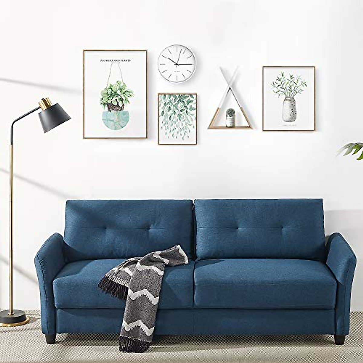 ZINUS Ricardo Sofa Couch / Tufted Cushions / Easy, Tool-Free Assembly, Lyon Blue