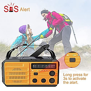 8000mAh Emergency Weather Radio, Solar Hand Crank Emergency Radio, AM/FM/NOAA Alert Weather Radio Power Bank, with SOS Alarm, Flashlight, Reading Lamp, Type-c Charging.