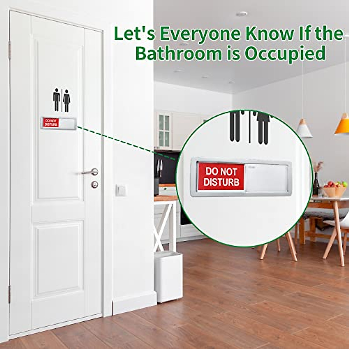 Privacy Sign, Do Not Disturb/Welcome Sign for Home Office Restroom Conference Hotles Hospital, Privacy Slide Door Sign Tells Whether Room in Vacant or Occupied, 7'' x 2'' Indicator - Silver