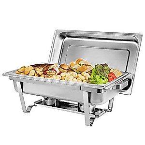 ZENY Pack of 2 Chafing Dish Buffet Set, 8 Quart Stainless Steel Buffet Servers and Warmers for Party Catering, Complete Chafer Set with Water Pan, Chafing Fuel Holder