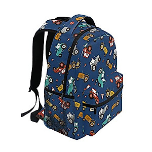 Fisyme Farm Tractors Backpack Laptop Bag Daypack Travel Hiking School Backpacks for Men Women Kids Girls Boys