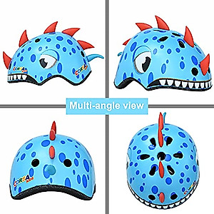 Kids Bike Helmet,Lovely Blue Dinosaur Kids Helmet Ages 2-4 Years Old Boys Girls Sports Helmet for Balance car, trikes, Scooters, Bike and Other Outdoor Sports