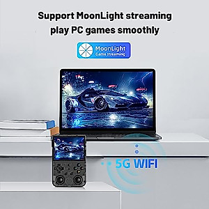 RG353V Retro Handheld Games Console 3.5" IPS Screen Android Linux Dual System RK3566 64 bit WiFi Bluetooth Video Player Pre-Installed 4452 Games Supports Wired Handle (DXR-RG353V-Black T)