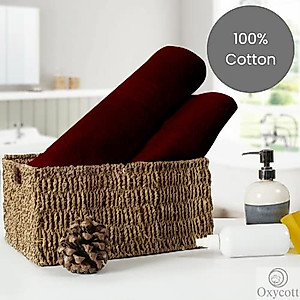 Oxycott 100% Cotton Set of 2 Bath Sheets Oversized 35x70 - Hotel Quality Luxury Set Bath Sheet Towels for Bathroom - Ultra Soft Absorbent Quick Dry Durable Extra Large Bath Sheets 2 Pack Burgundy