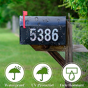 Reflective Mailbox Numbers Sticker - Holographic Vinyl Glitter Numbers for Mailbox 60Pcs 3 Inch Self Adhesive Waterproof Mailbox Number for Outside, Door, Garbage Bins, Address Number (Laser)