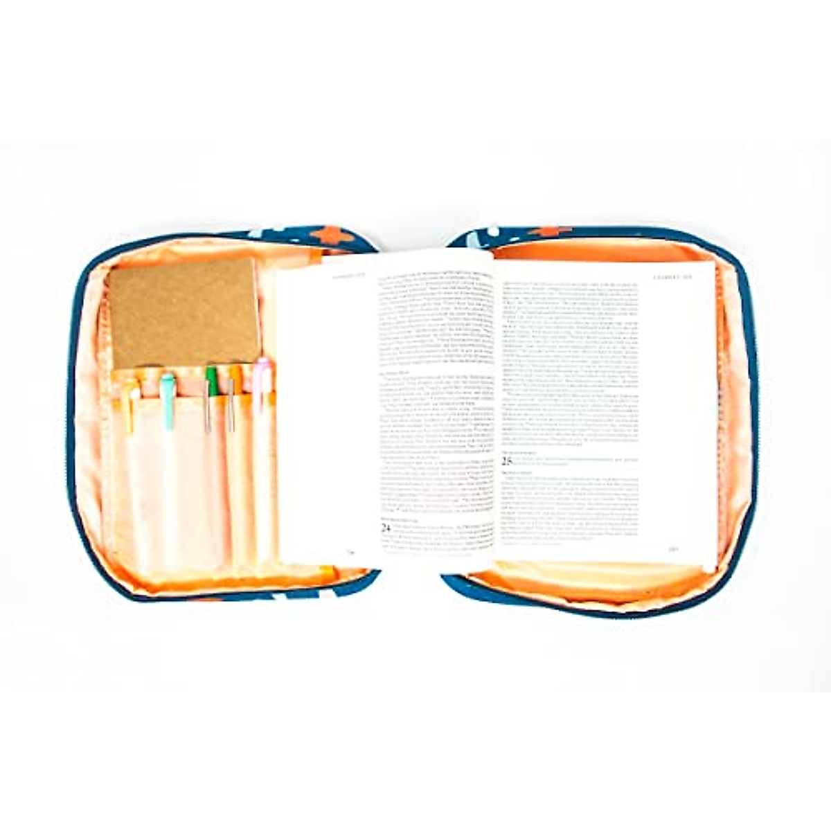 Women and Girls Large Medium Size Colorful Floral Bible Cover - Bible Carrying Case - Bible Bag - Gift for Baptism Dark Blue Crosses Bible Cover