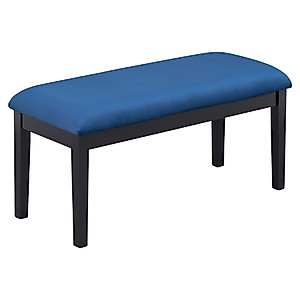 RITSU 6 Piece Rectangular 60" Table Set with Marble Veneer for 6 People, KitchenTableSeat with 4 Dining Chairs and 1 Benches for Living, Guest Room, Home Bar and Kitchen, White + Blue