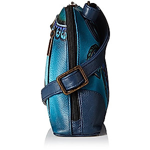 Anna by Anuschka Women's Hand Painted Leather Small Multi Compartment Zip-Around Organizer, Denim Paisley Floral