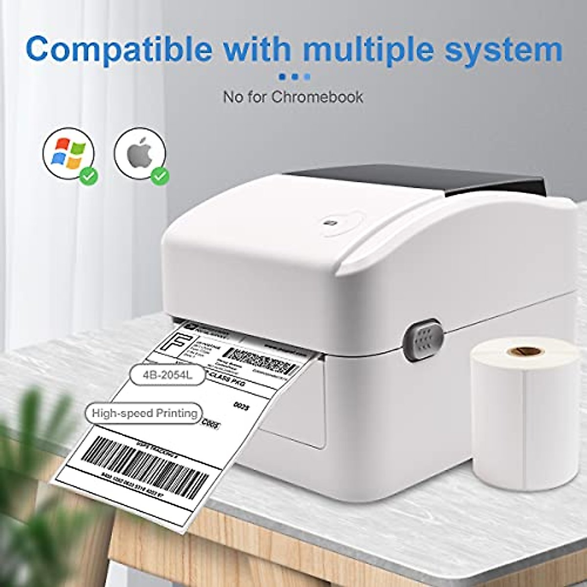 Thermal Barcode Shipping Label Printer Support Amazon Ebay PayPal Etsy Shopify Shipstation Stamps.com Ups USPS FedEx DHL Support Windows Mac, Roll & Fanfold Thermal Direct Label 4x6 inch Micmi