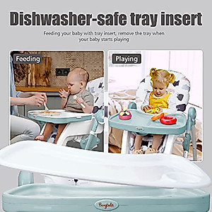 Bergbela Flodable High Chair with Feeding Tray and Cushion Clean and Safe for Babies&Toddlers Sitting Dining, Green