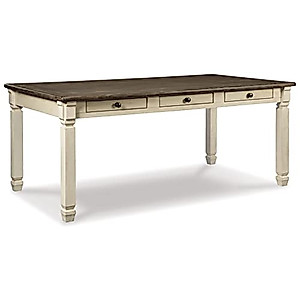 Signature Design by Ashley Bolanburg Farmhouse Dining Table with Drawers, Seats up to 6, Whitewash
