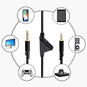 6.6ft Aux Cable, 3.5mm Headphone Cable with Tuning Gear HiFi Sound Auxiliary Cables for Logitech Astro A30, A40, A10 Headphone