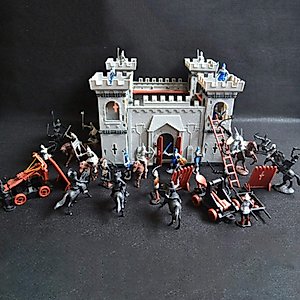 Medieval Castle Toy, Castles Knights Soldiers Model Kit Knight Figures Playset Fort Building Kit, DIY Assembled Castle Model Set, Playset Gifts(Type A)