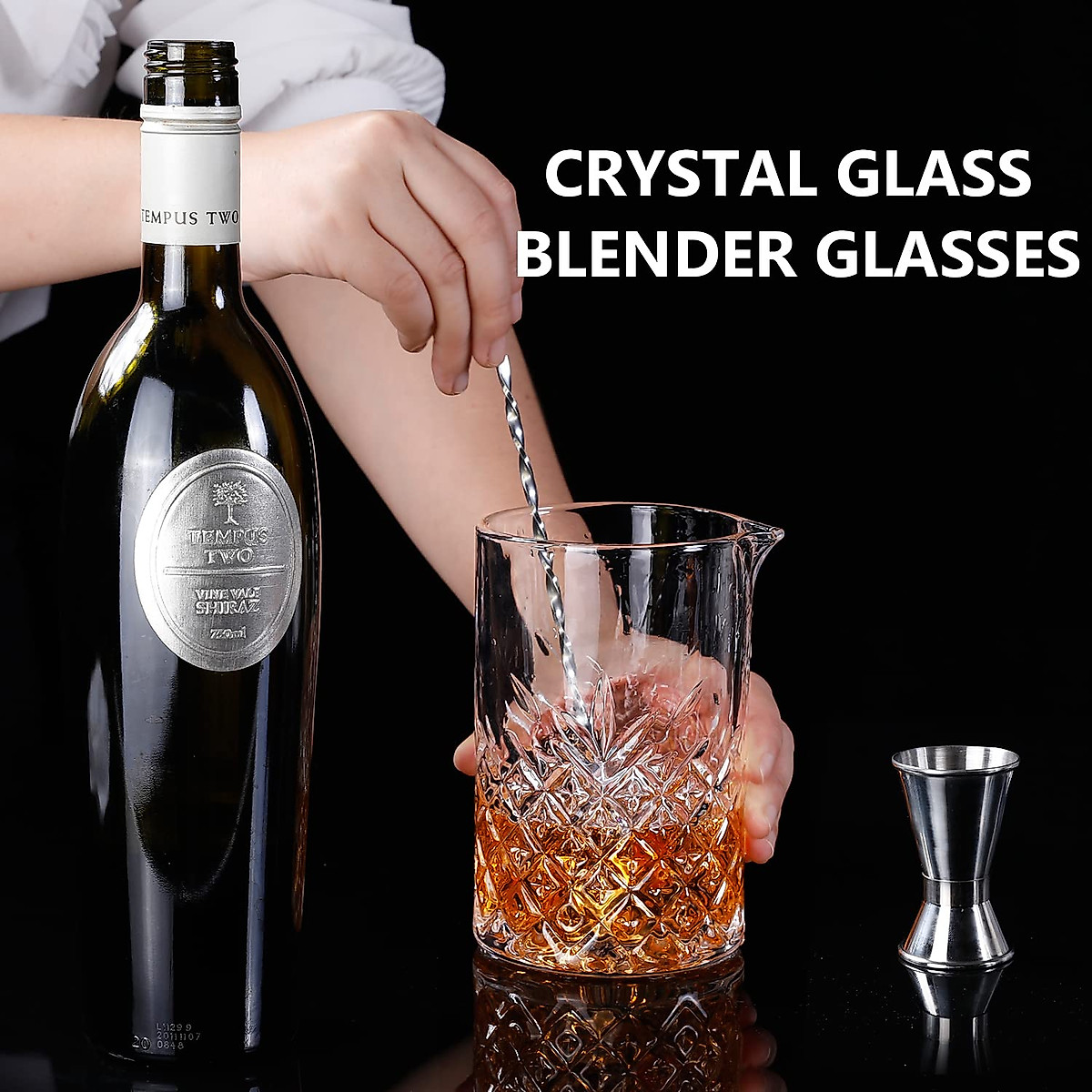 SogYupk 2 Pack Cocktail Stirring Glasses,24oz Drink Mixing Glasses,Crystal Glass Cocktail Mixing Glasses, Thick Weighted Bottom, Professional Bartender's Mixer Glass Stirring Glasses,Bar Tools.