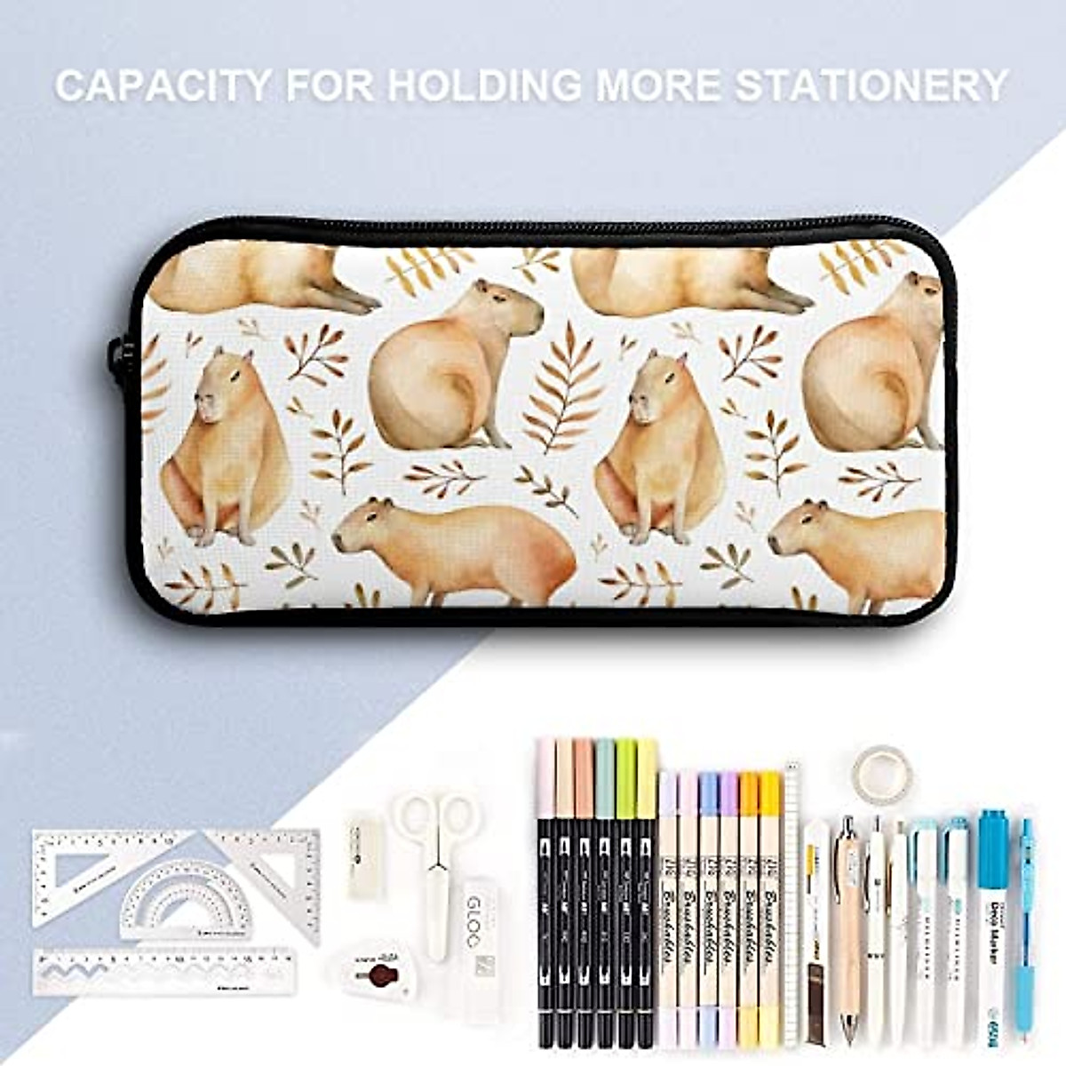 Funny Capybaras Animals Teen Adult Pencil Case Large Capacity Pen Pencil Bag Durable Storage Pouch