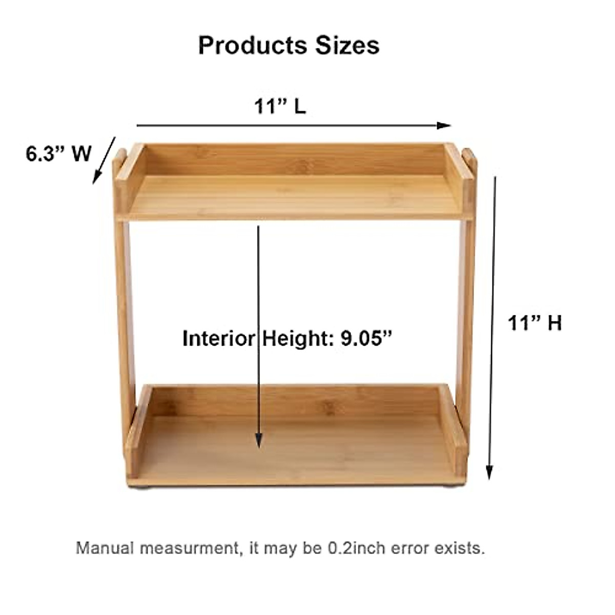 BATKIHO Bathroom Countertop Organizer, 2-Tier Bamboo Vanity Skincare Perfume Organizer, Bathroom Perfume Trays for Makeup Organization and Decor