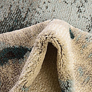 Unique Loom Estrella Collection Modern, Abstract, Watercolor, Contemporary Area Rug, 3 ft 3 in x 5 ft 3 in, Light Blue/Beige