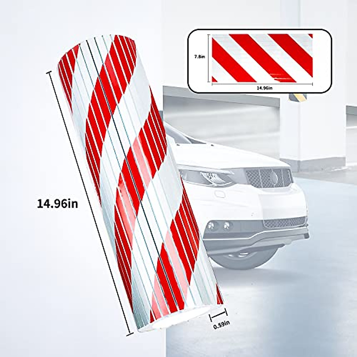 Garage Smith GWP06 Garage Wall Protector Foam Wall Column Corner Guard for Parking Garages - Reflective Wall Edge Protector - Wall Corner Edge and Bumpers Guards (2-Pack(White Red))