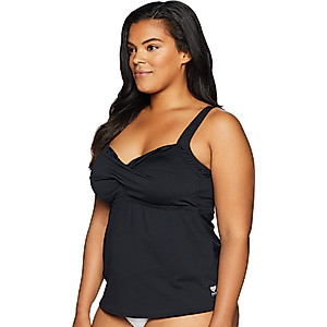 TYR TSTBW7A124W Fitness Plus Solids Womens Twisted Bra Tankini Black 24W