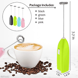 4Pcs Electric Milk Frother Handheld Mixer - Mini Kitchen Stainless Steel Milk Frother Electric Frother Handheld Battery Operated Coffee Maker - Egg Whisk Milk Foamer for Coffee Mini Frother for Coffee