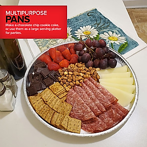 Stock Your Home (25 Pack) 12 Inch Aluminum Pizza Pans Disposable Round Foil Focaccia Pan for Individual Personal Pizzas, Giant Size Chocolate Chip Cookie Cake Tin, Large Serving Trays, Platter Tray