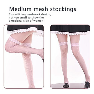 LSJNHMJY 2PCS Pink Fishnet Stockings Ultra-Thin Breathable Mesh Sexy Underwear With Lace Transparent Temptation Non-Slip Stockings Mesh