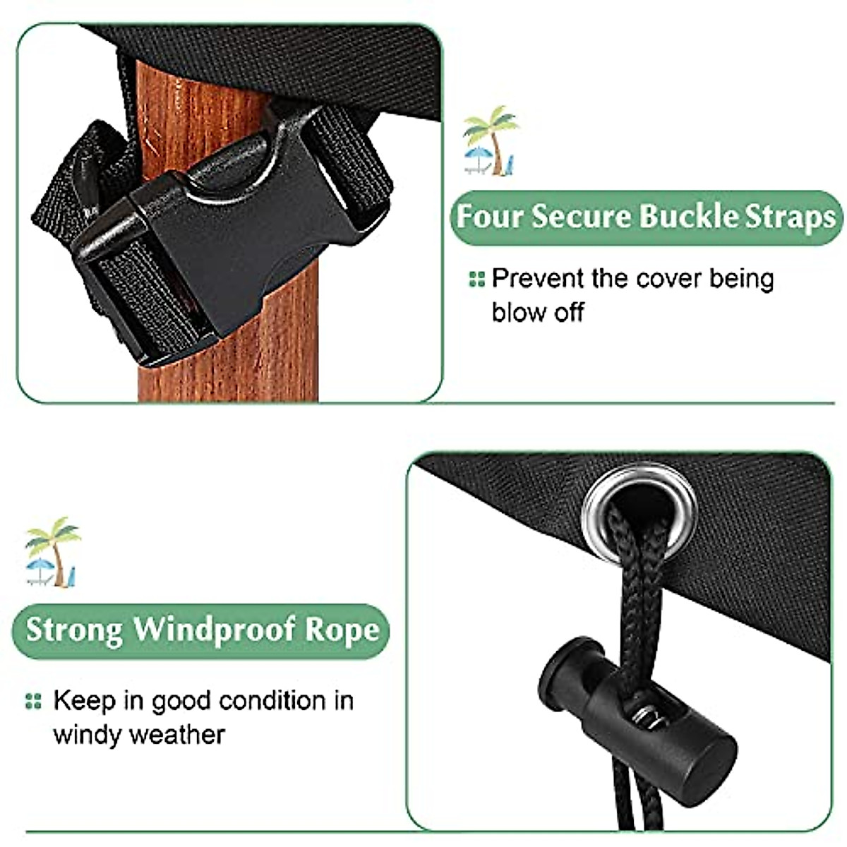 GARDRIT Patio Chaise Lounge Cover Waterproof Heavy Duty Outdoor Lounge Chair Covers, 600D All Weather Protection Patio Furniture Covers, 84L x 32W x 27H inch - 2 Pack