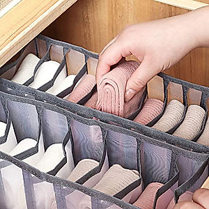 YMLHOME 3Pcs/Set Underwear Drawer Organizer Sock / Bra Organizer Divider Foldable Drawer Storage Box Closet Organizer for Underwear, Bras, Socks, Stockings, Scarves, Ties, Handkerchiefs (Grey)