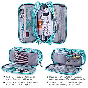 LParkin Axolotl Pencil Case Super Large Capacity 3 Compartments Canvas Pencil Box Kawaii Makeup Bag Cute Axolotl Gifts for Students Teen Boys Girls