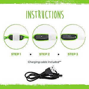 Mighty Paw LED Dog Collar - USB LED Rechargeable - USB Rechargeable Light - High Visibility Glow Strips - Glow Pet Weather Resistant - Enhanced Nighttime Visibility - Light Up Dog Collar - (L, Green)