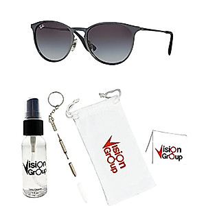 Ray-Ban RB3539 Erika Metal Sunglasses + Vision Group Accessories Bundle for unisex-adult (Metallic Grey/Light Grey Gradient Dark Grey (192/8G)