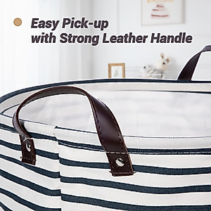 Caroeas 18.0-Inches Thicken Laundry Basket, Waterproof Large Laundry Basket Drawstring Closure, Collapsible Laundry Basket Soft Leather Handles, Laundry Hamper Easy Storage, Clothes Hamper