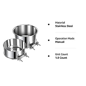 Yummy Sam 2 Pcs Large Pet Dog Food Water Bowl for Cage Stainless Steel Non-Spill Kennel Hanging Cats Bowls with Clamp Holder Crate Feeder Dish for Medium Large Dogs Huge Pets (7.1x3.5'' & 6.3x2.6'')