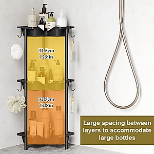Nieifi Standing Shower Caddy, 3 Tier Floor Corner Shower Shelves for Bathroom Shampoo Organizer
