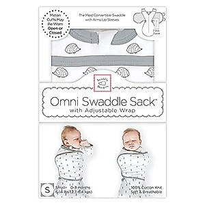 SwaddleDesigns Omni Swaddle Sack® Arms Up Half-Length Sleeves & Mitten Cuffs, Easy Swaddle Transition, Hedgehogs, 0-3 Month