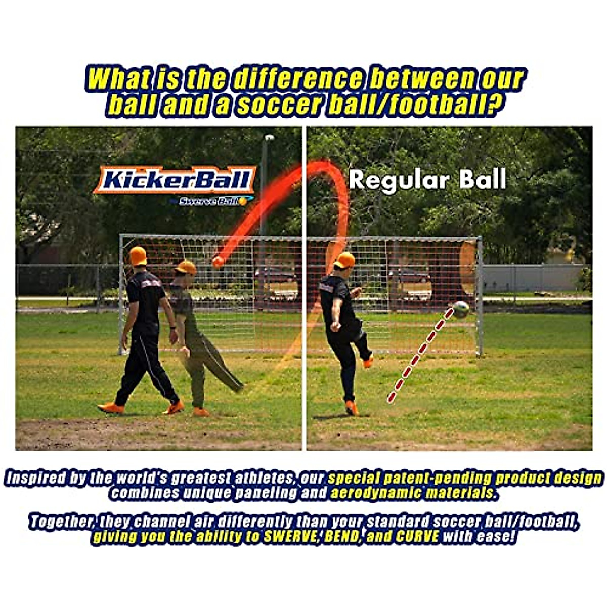 Kickerball Swerve and Curve Size 4 Soccer Ball, Soccer Training Ball with Special Panels to Play Like A Pro, Outdoor and Indoor Soccer Ball, Fun Soccer Ball for Kids and Adults